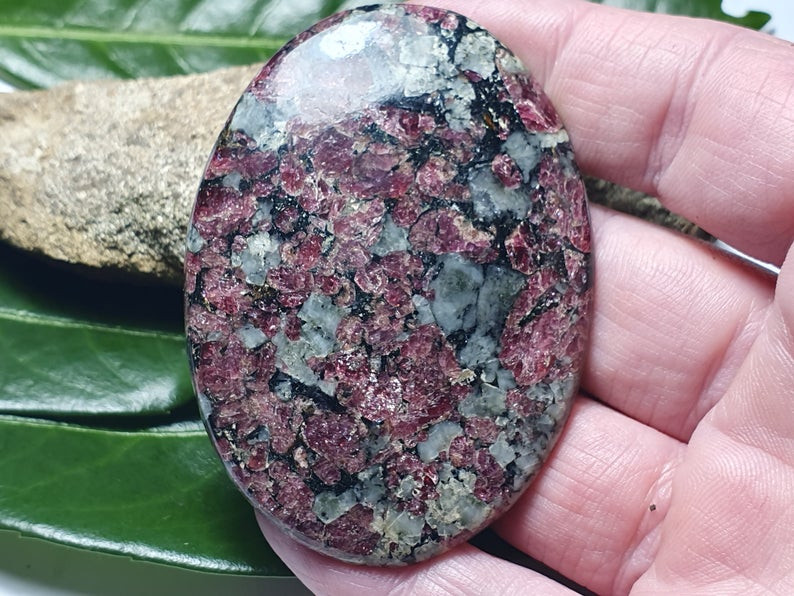 62mm oval Eudialyte ruby red cabochon AAA collector