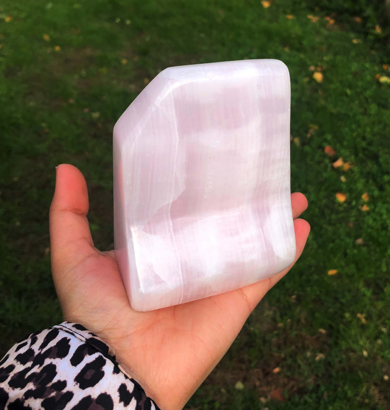 pink mangano calcite polished
