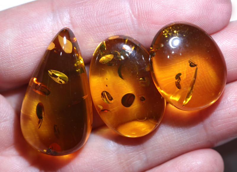 30 Cts Parcel 3 Honey Yellow Amber Gemstones AM 1703