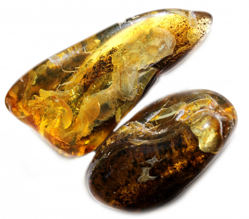 232 Cts Pair Tumbled Polished Rough Amber AM 1751