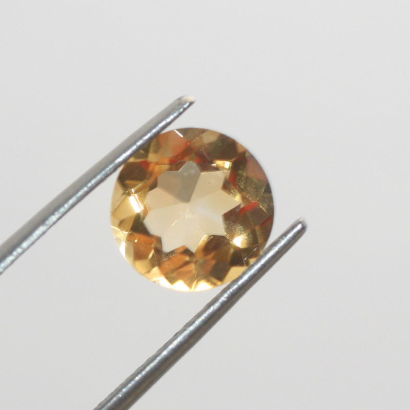 4.35Ct Top Color Citrine Pair Faceted Round 9mm.-(SKU364)