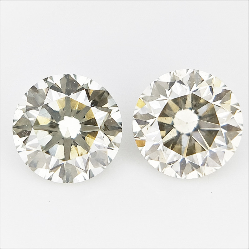 Round Brilliant Cut , Light Colored Diamond Grey Diamonds 2/ 0.54 CTS