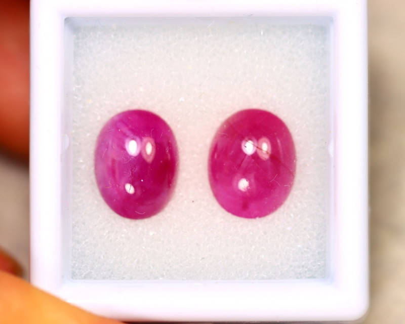 Ruby 7.60Ct 2Pcs Ruby Cabochon Madagascar Pinkish Red Ruby EN140/A20