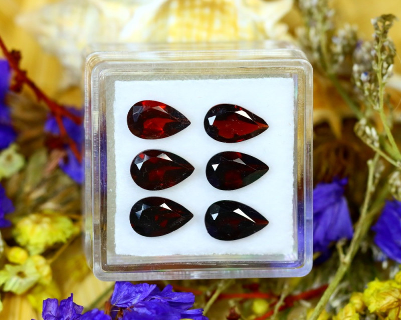 Almandine 6.62Ct 6Pcs Natural Vivid Blood Red Almandine Garnet DR779/B1