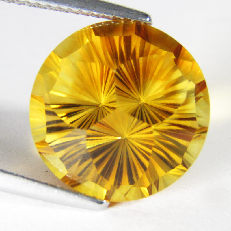 10.78Cts Stunning Natural Citrine Round precision Cut Loose Gemstone