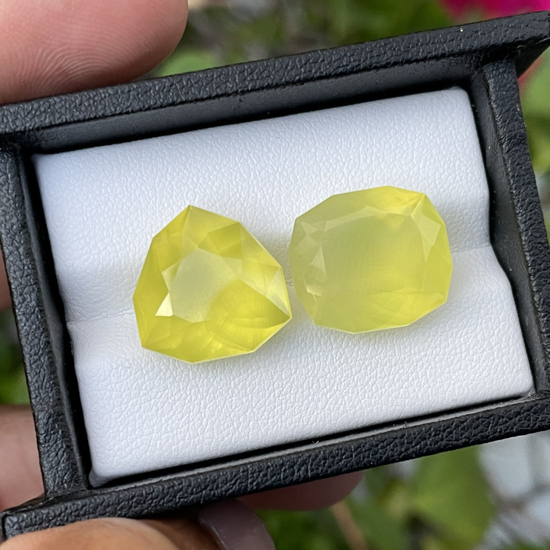 Prehnite Rare Yellow Color 28.02Ct 2Pieces Good Quality Australian Gemstone