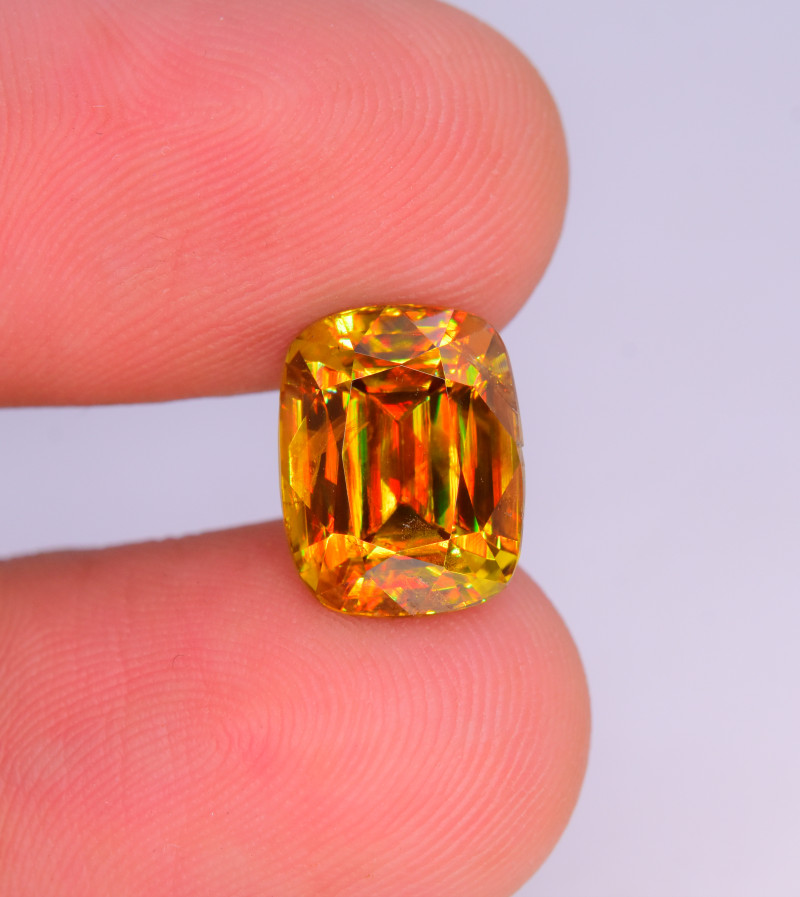 6.80 Carat Natural Sphene Titanite Gemstone Having Fancy Step Cushion Cut