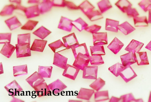 2mm Red Ruby Princess cut square gemstones 1ct 14 gems