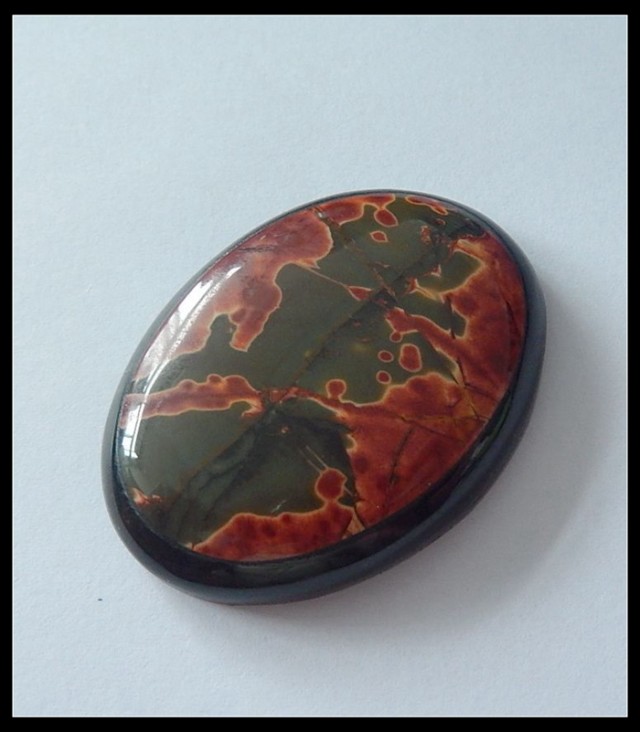 P0529 - 72 Ct Natural Multi Color Picasso Jasper,Obsidian Intarsia Cabochon