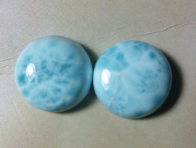15mm Larimar cabochon blue AAA round