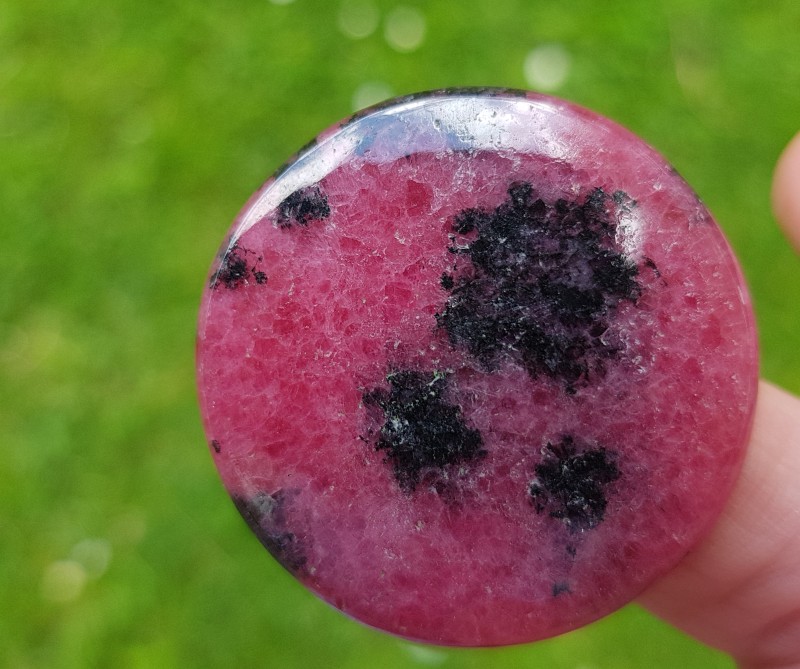 35mm Rhodonite pink cabochon round 82ct 35mm round by 5.5mm