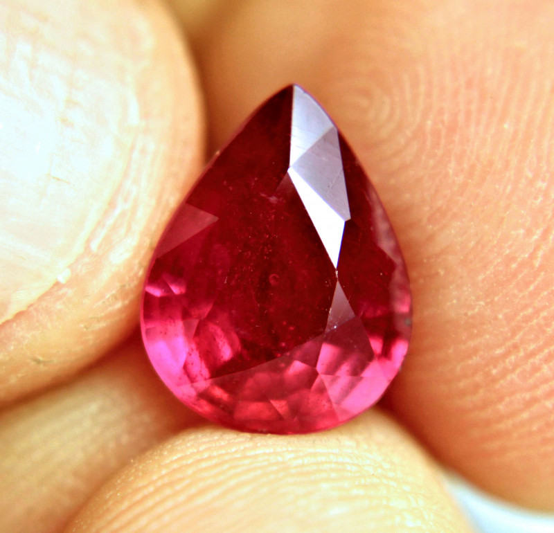 4.15 Carat Fiery Red Ruby Pear - Gorgeous