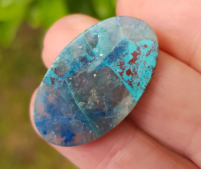30mm Azurute Chrysocolla Cuprite oval shape cabochon blue turquoise