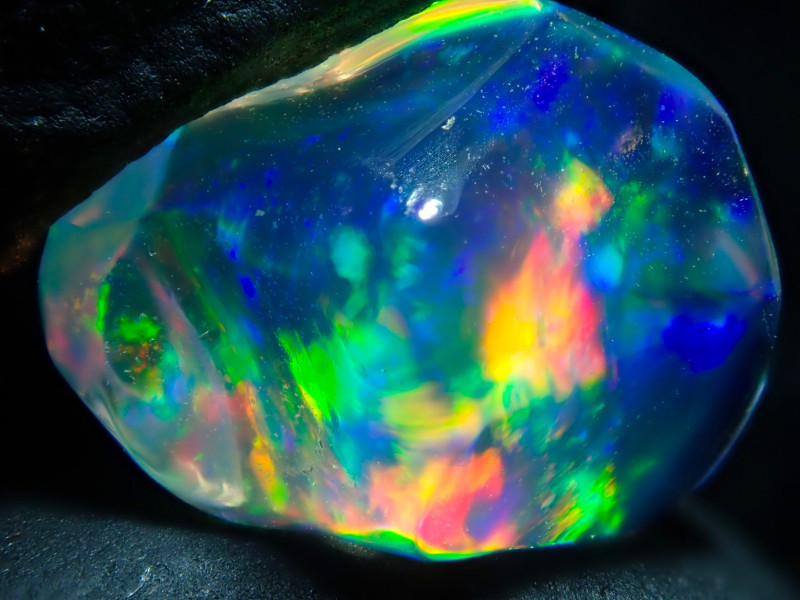 2.54ct Water Opal With Play Of Colour Bright Carved